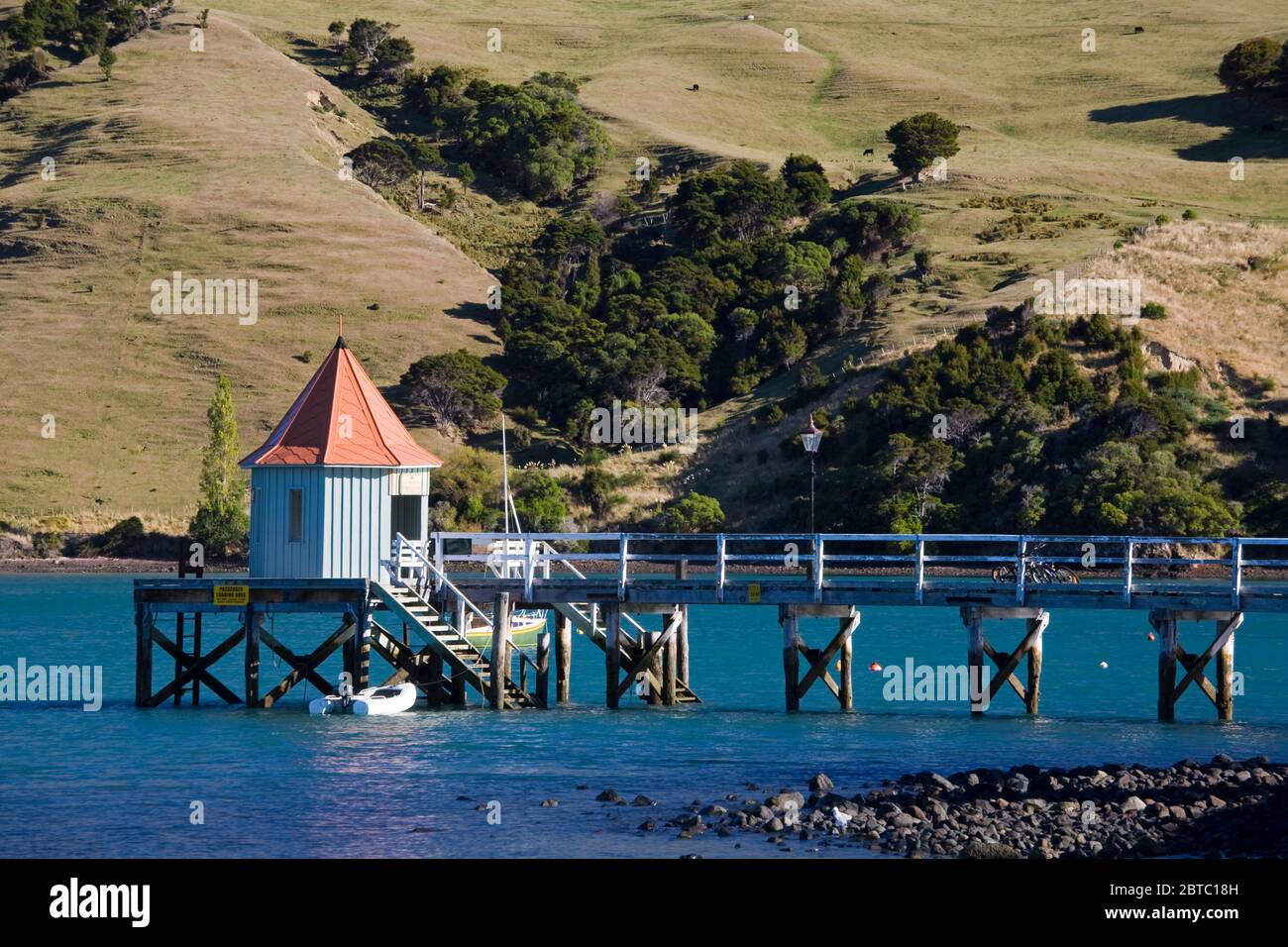 Daly's Wharf in French Bay,Akaroa,Banks Peninsula,Canterbury District ...