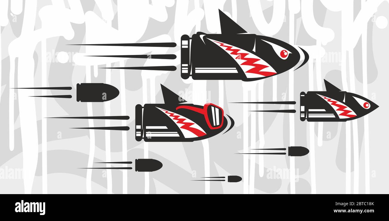Abstract Graffiti Funny Cartoon Bullets Flying Vector Illustration ...