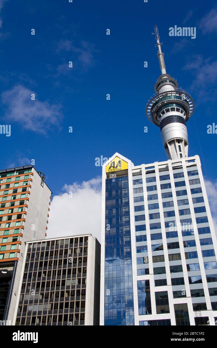 Skyscrapers & Sky Tower,Auckland,North Island,New Zealand Stock Photo ...