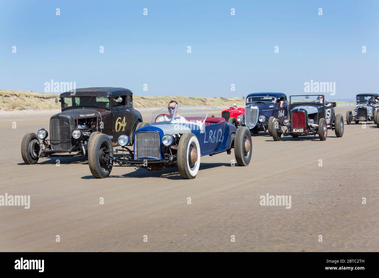 Old American cars Hot Rods on Pendine Sands, Carmarthenshire, Wales UK ...