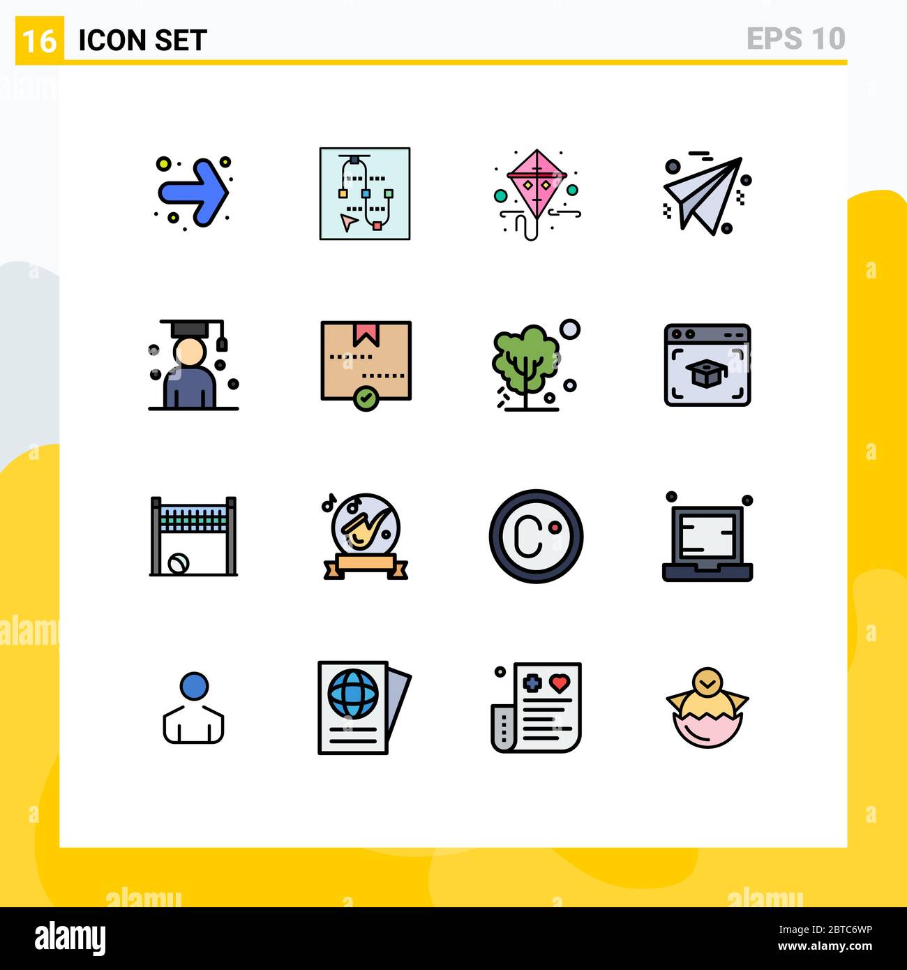 Set of 16 Modern UI Icons Symbols Signs for scholar, graduate, kite ... Set of 16 Modern UI Icons Symbols Signs for scholar, graduate, kite ...