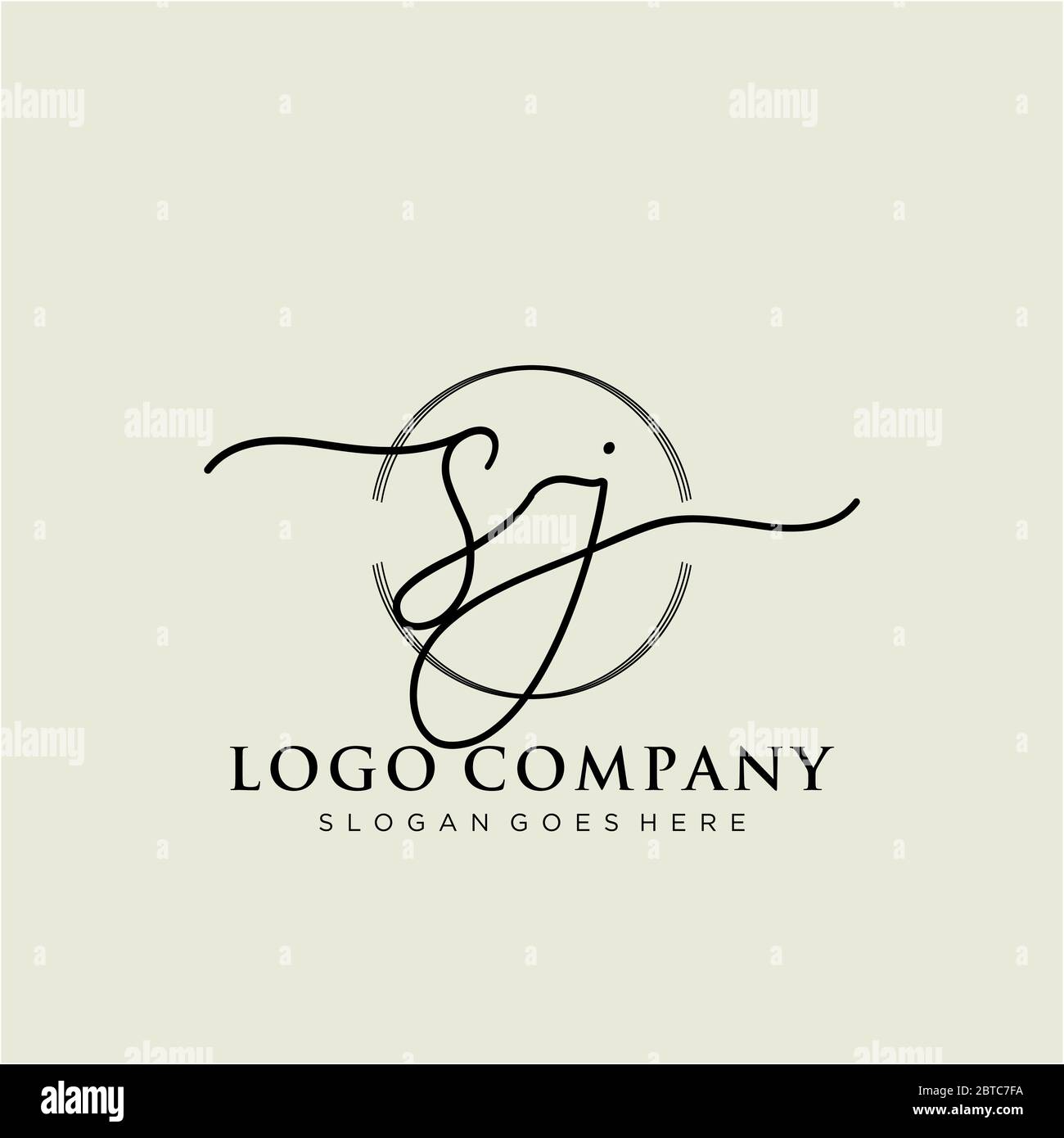 Initial SJ handwriting logo with circle template vector Stock Vector ...