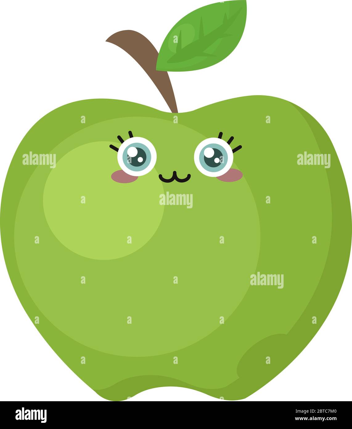 Green cute apple , illustration, vector on white background Stock ...