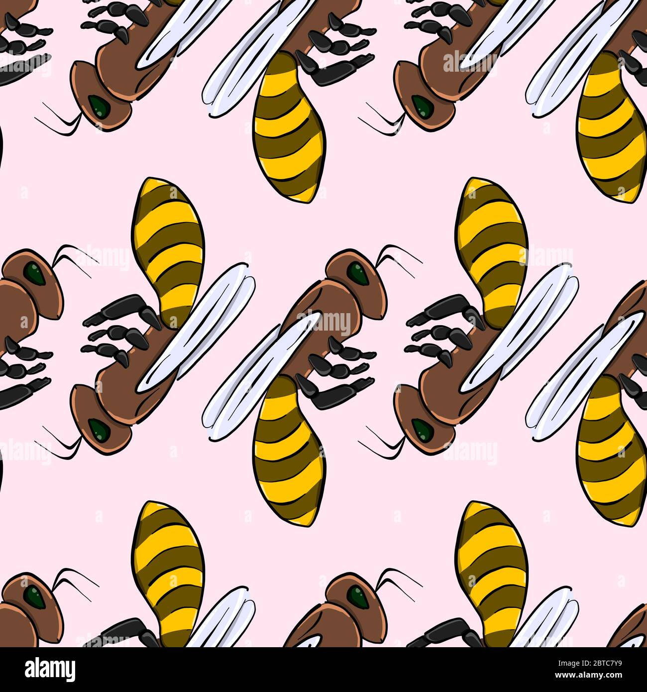 Bees pattern , illustration, vector on white background Stock Vector ...