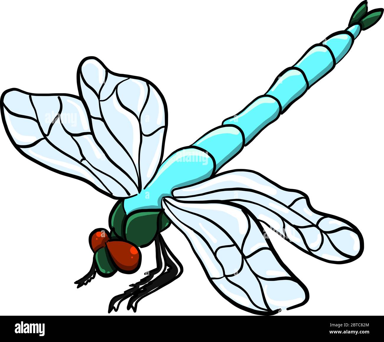 Blue dragonfly , illustration, vector on white background Stock Vector ...