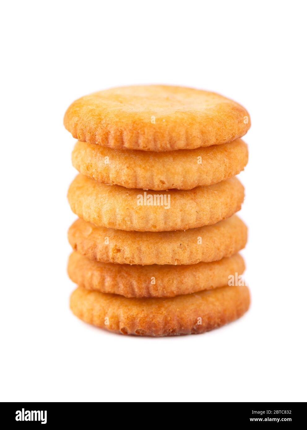 Stack round cracker isolated on white background. Dry cracker cookies ...
