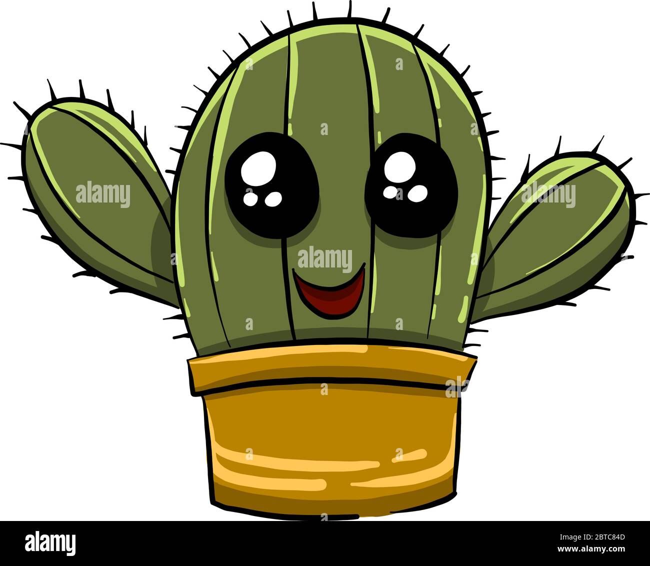 Cute happy cactus , illustration, vector on white background Stock ...