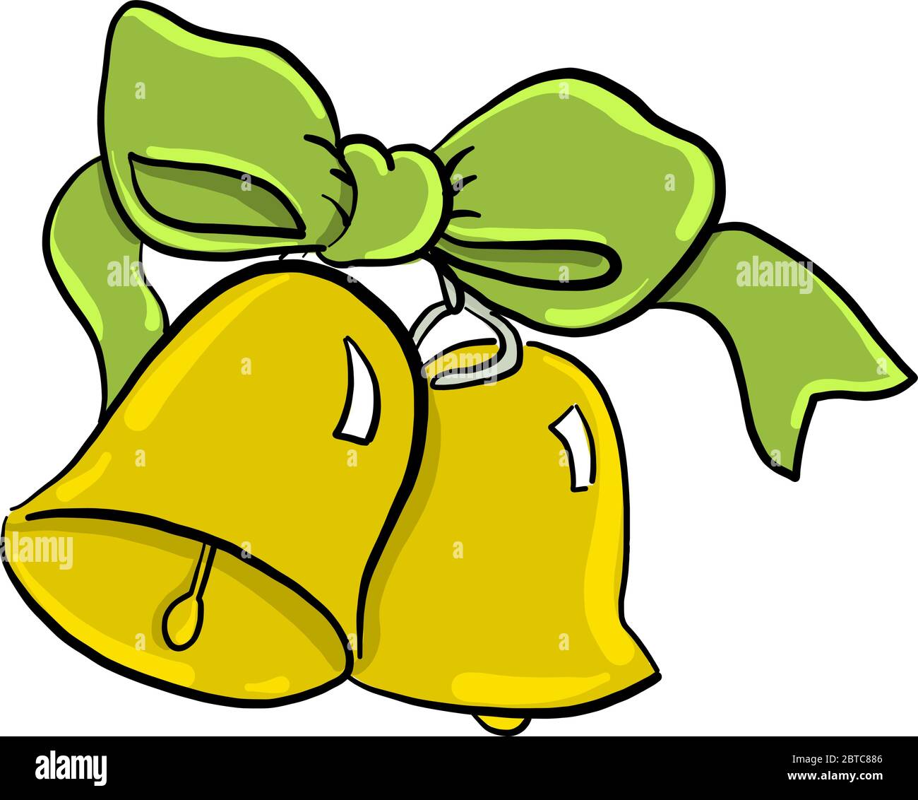 Golden bell with tape , illustration, vector on white background Stock ...