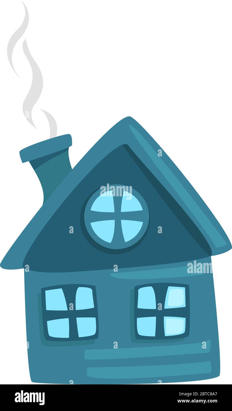 Blue house , illustration, vector on white background Stock Vector ...