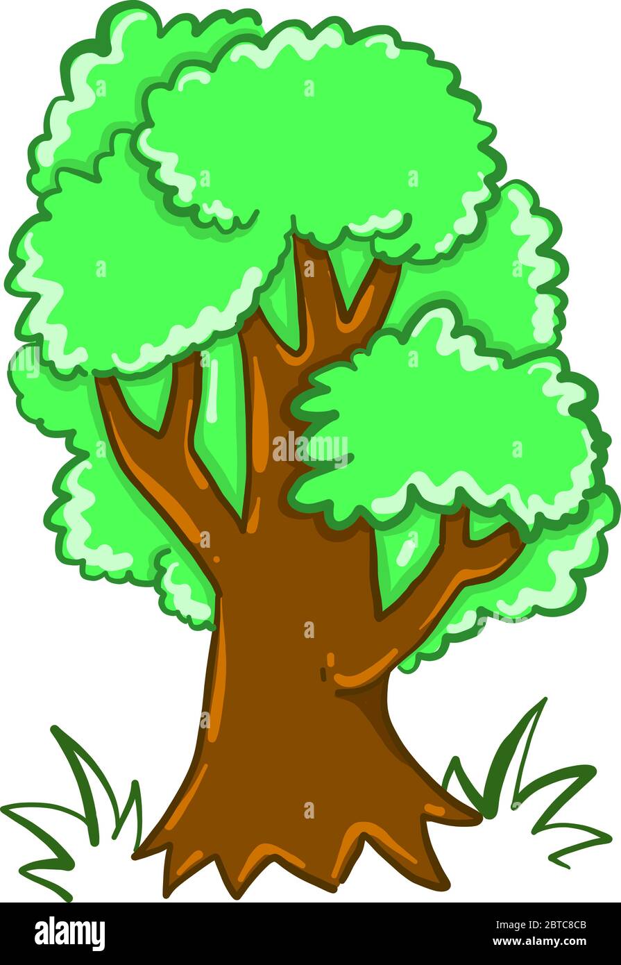Big green tree , illustration, vector on white background Stock Vector ...