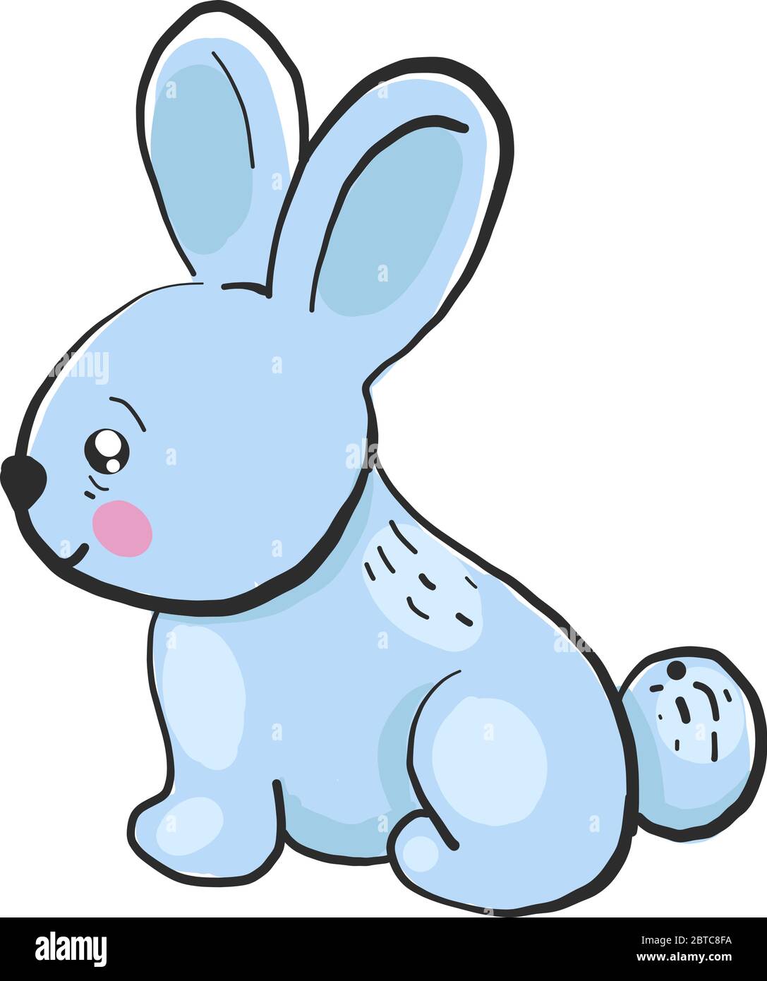 Blue small bunny , illustration, vector on white background Stock ...