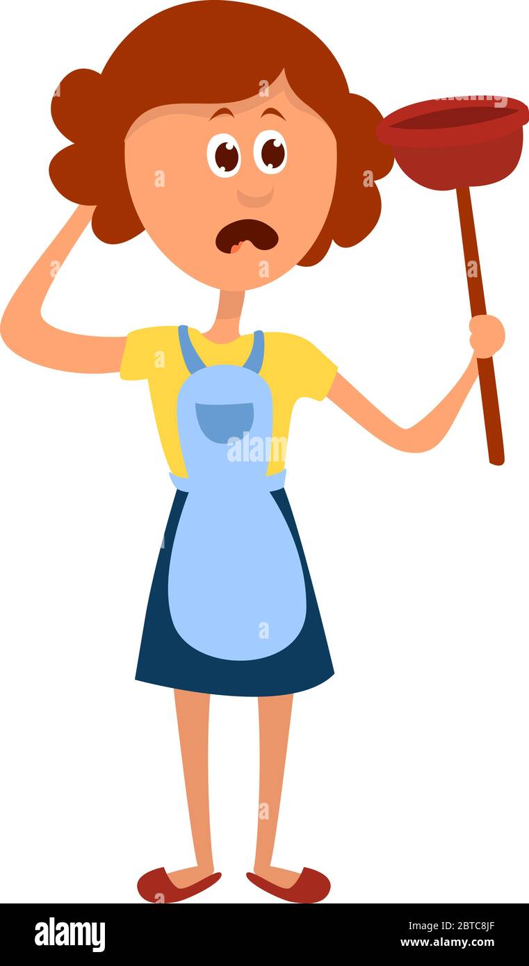 Woman cleaning on white Stock Vector Images - Alamy