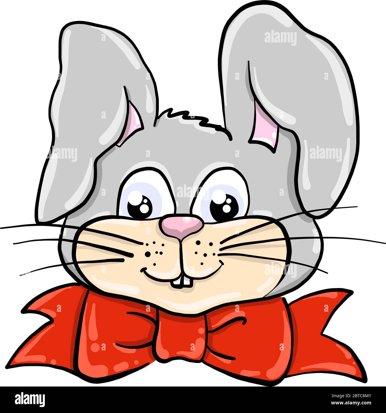 Bunny with bow , illustration, vector on white background Stock Vector ...