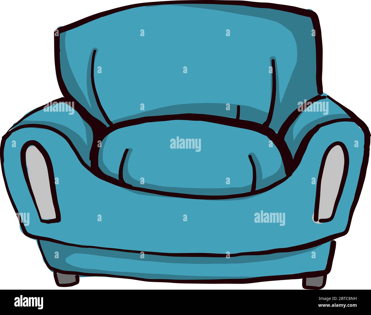 Blue couch , illustration, vector on white background Stock Vector ...