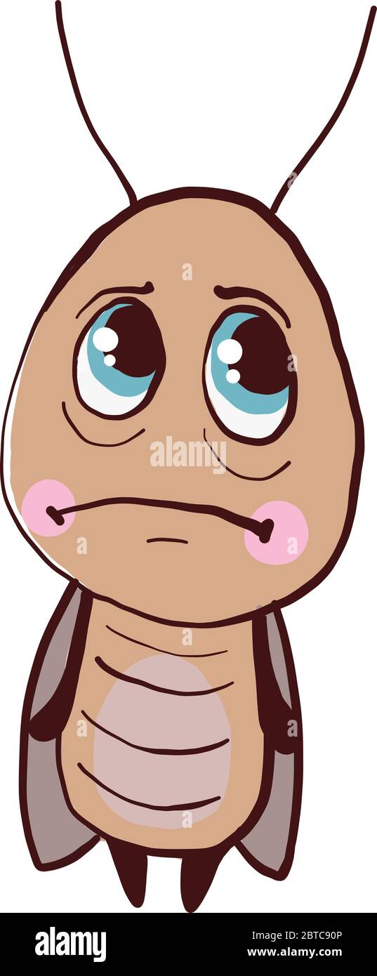 Sad cockroach , illustration, vector on white background Stock Vector ...