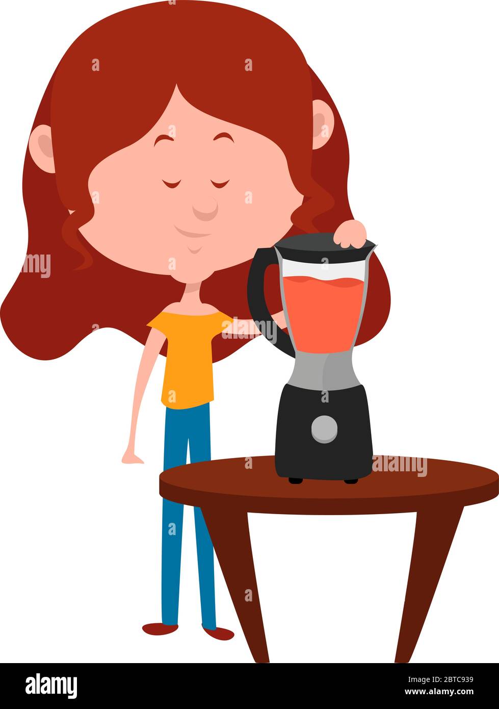 Girl making cocktail , illustration, vector on white background Stock ...