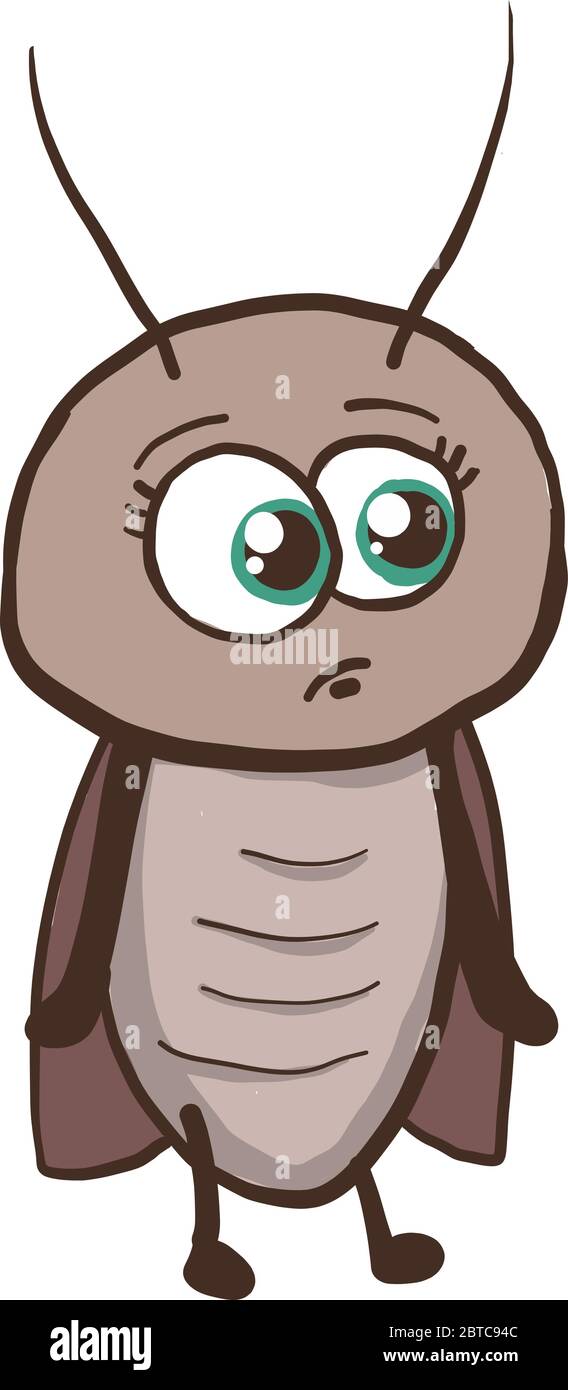 Scared cockroach , illustration, vector on white background Stock ...