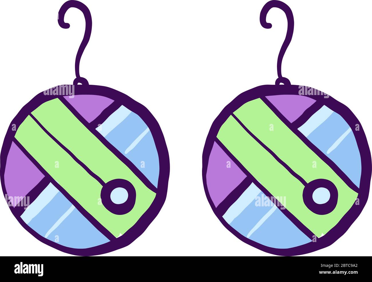 Colorful earrings , illustration, vector on white background Stock ...