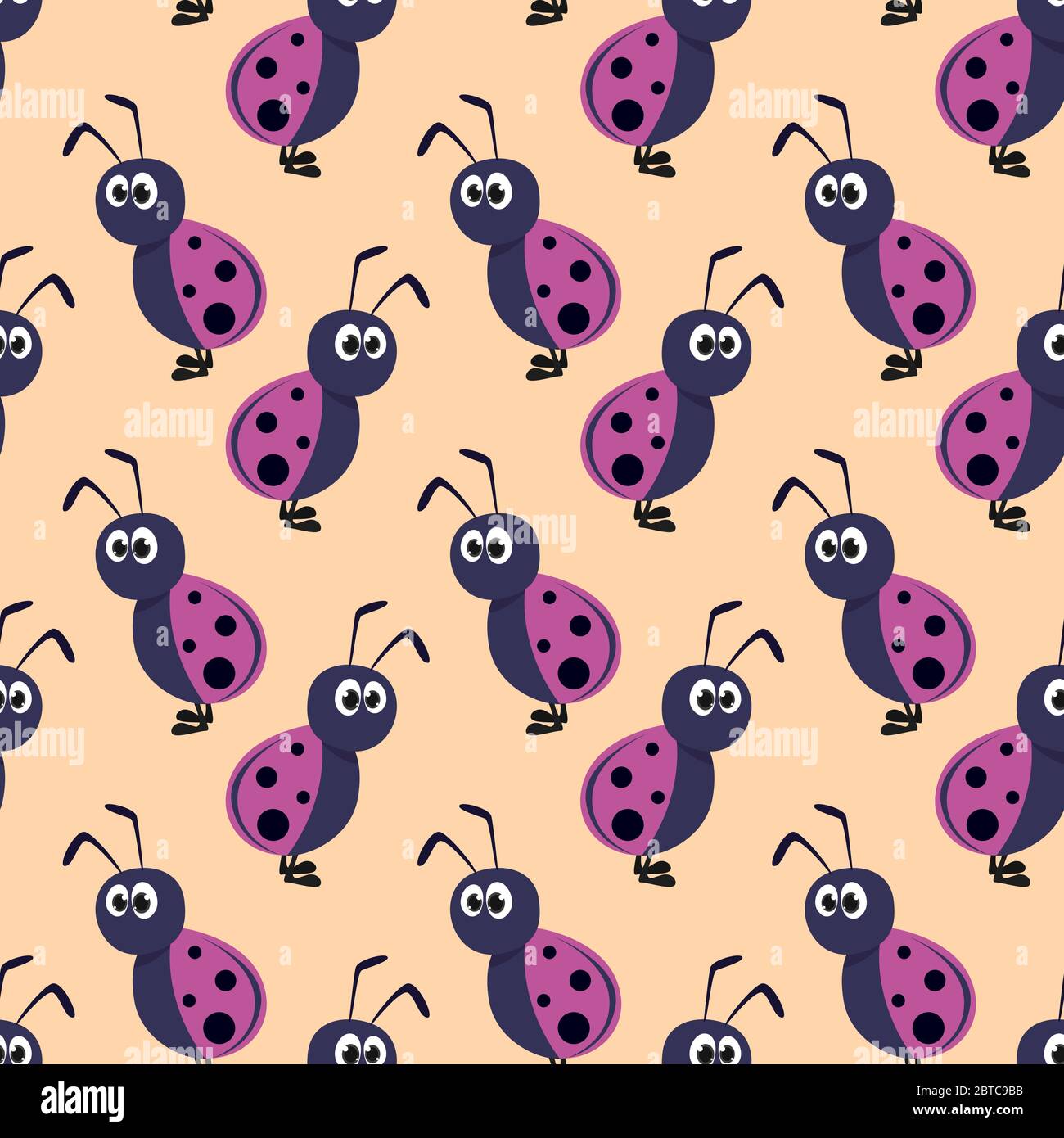 Ladybugs pattern , illustration, vector on white background Stock ...