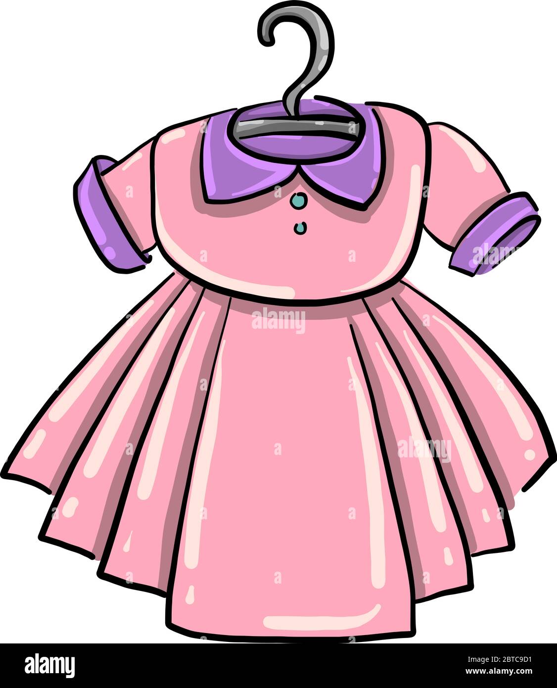 Cute pink dress , illustration, vector on white background Stock Vector ...