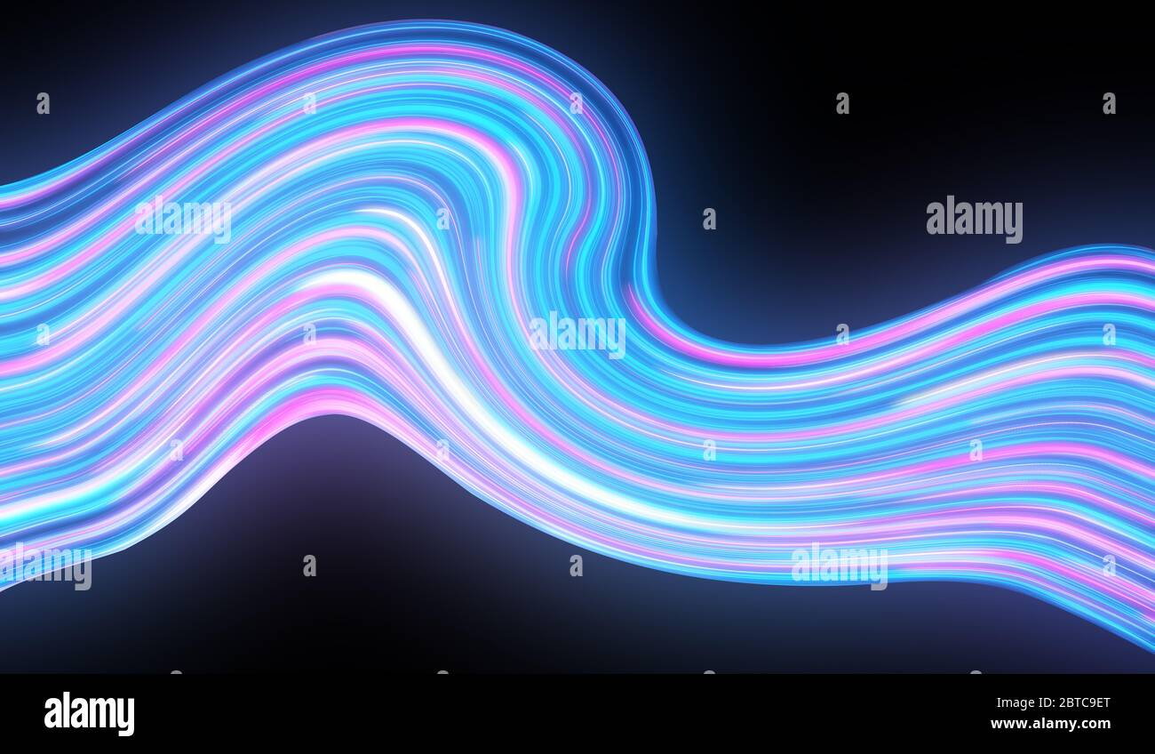 Candy colored glowing ribbons, smooth curves abstract texture ...