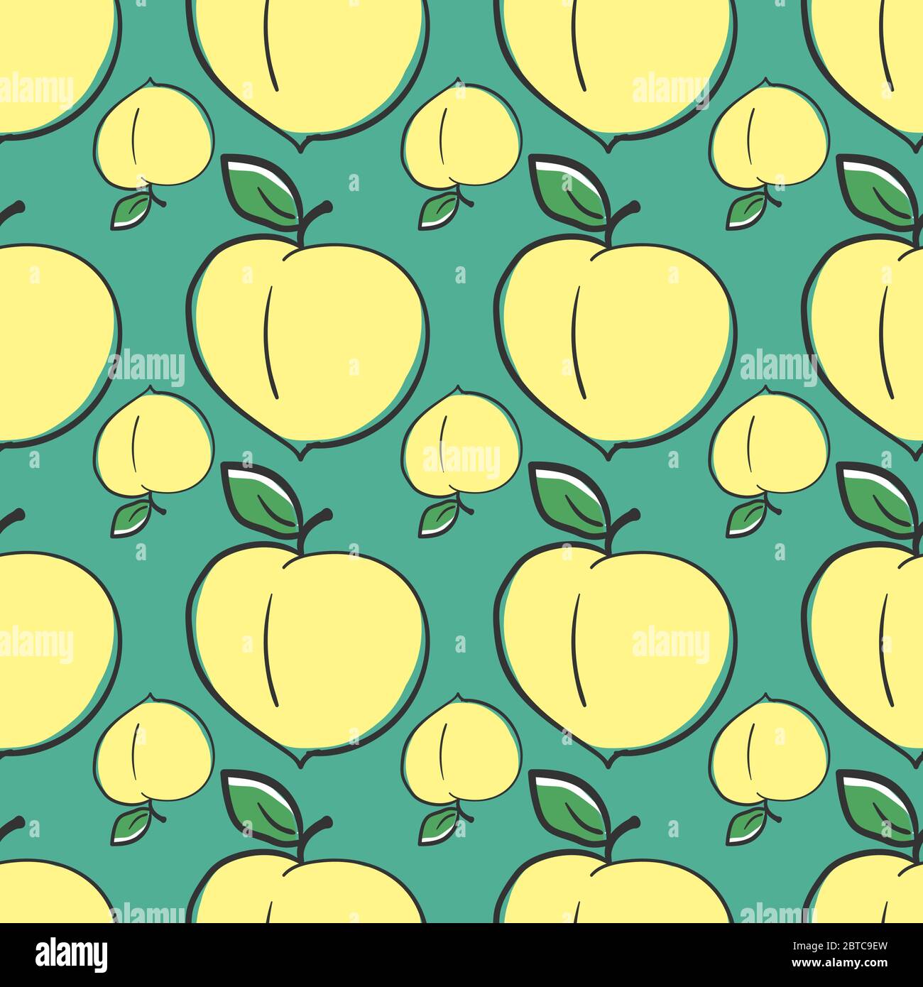 Cute peach pattern , illustration, vector on white background Stock ...