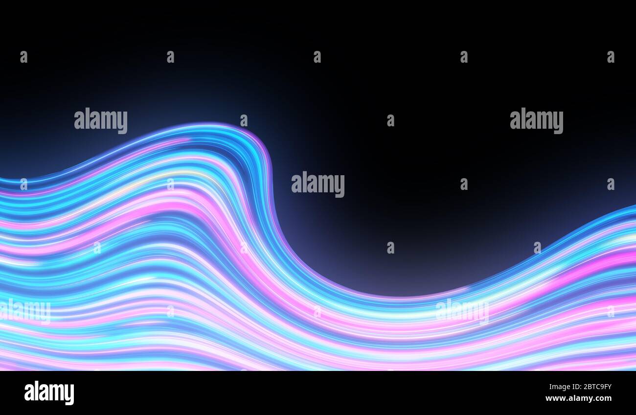 Candy colored glowing ribbons, smooth curves abstract texture ...