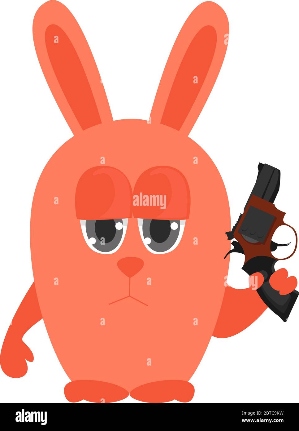 Bunny with gun , illustration, vector on white background Stock Vector ...