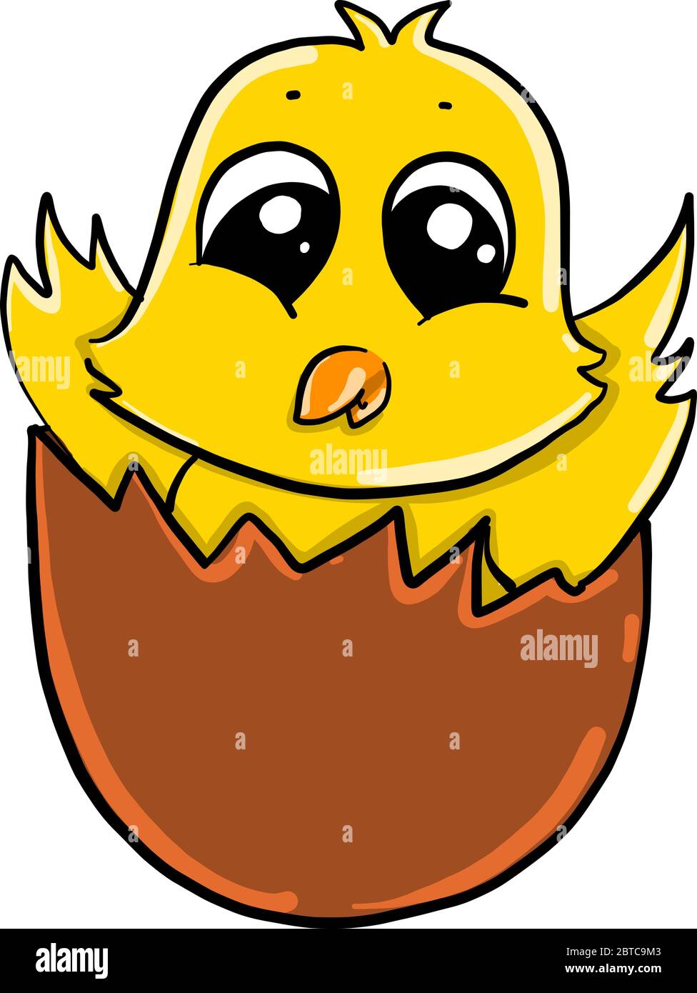 Chick in eggshell , illustration, vector on white background Stock ...