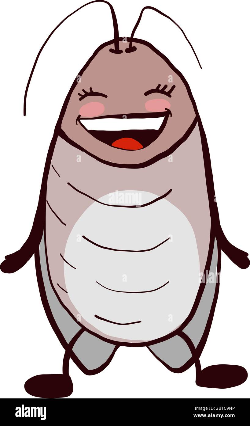 Happy cockroach , illustration, vector on white background Stock Vector ...