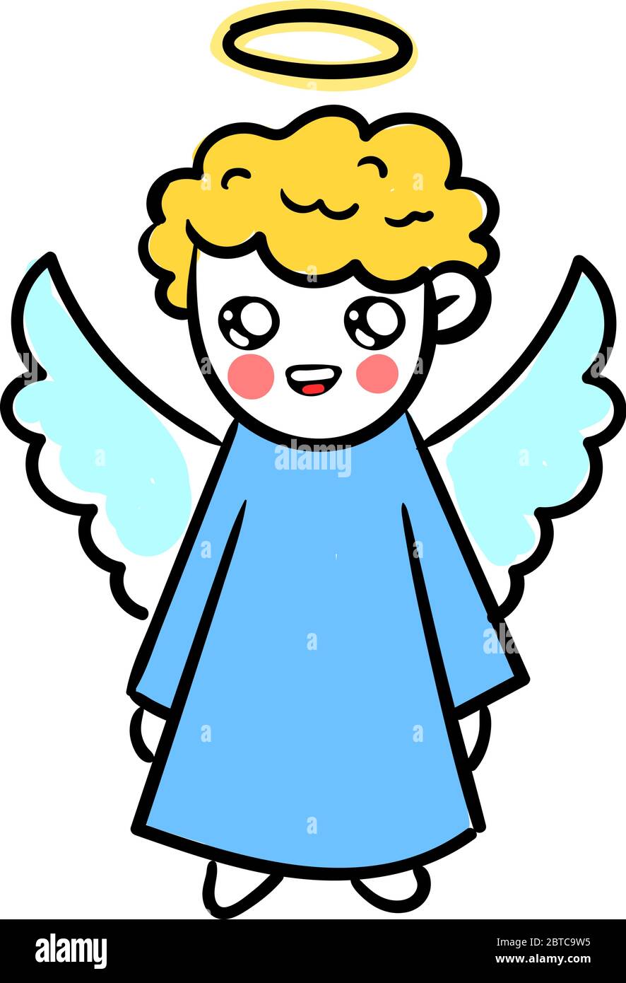 Cute angel flying , illustration, vector on white background Stock ...