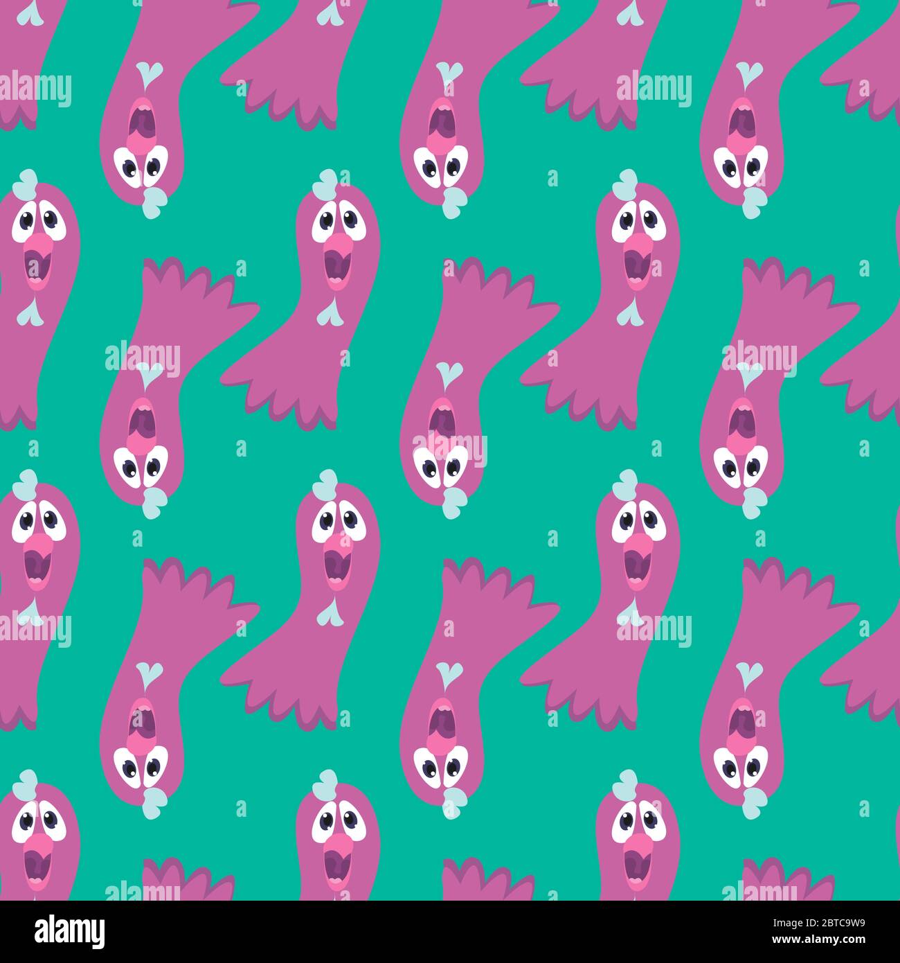Pink monster pattern , illustration, vector on white background Stock ...