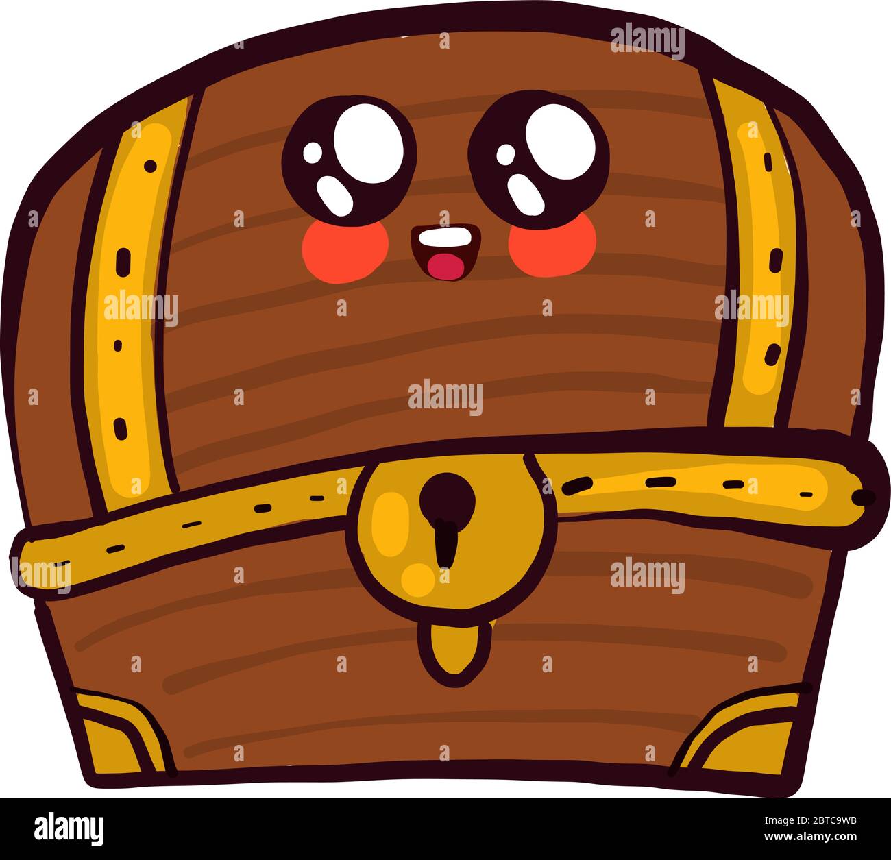 Cute wooden chest , illustration, vector on white background Stock ...