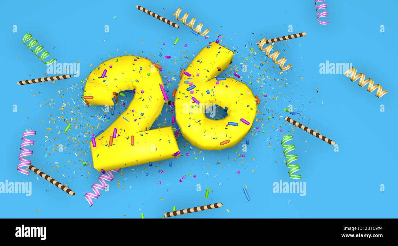 Number 26 for birthday, anniversary or promotion, in thick yellow ...