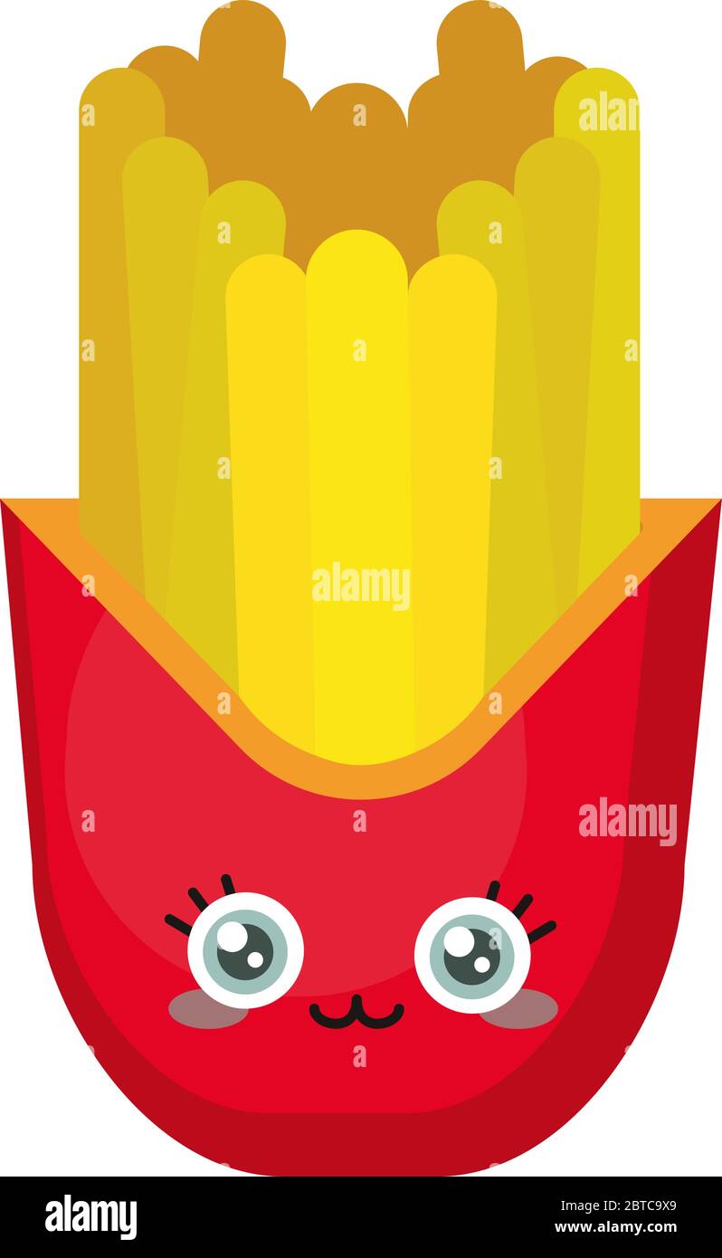 Cute french fries , illustration, vector on white background Stock ...