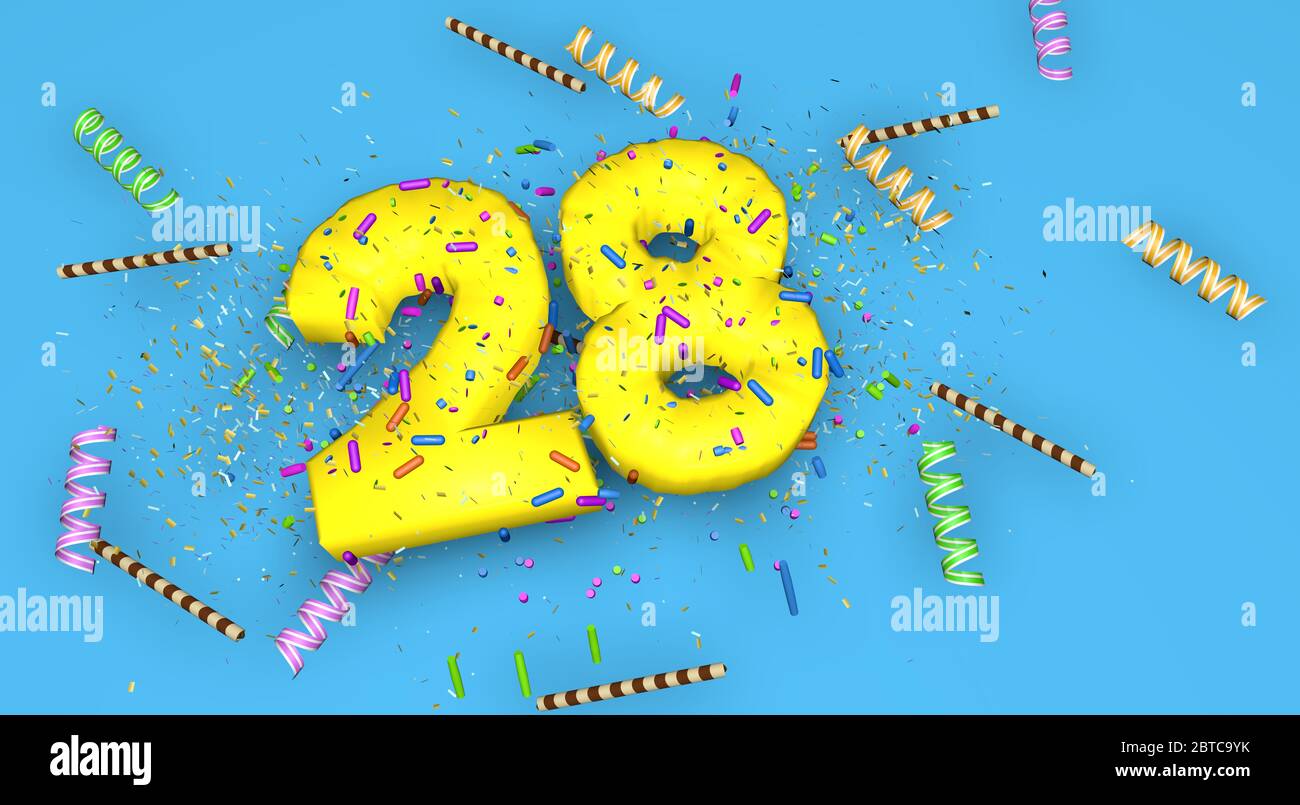 Number 28 for birthday, anniversary or promotion, in thick yellow ...