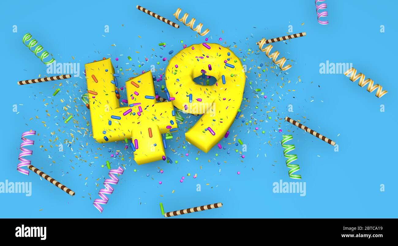 Number 49 for birthday, anniversary or promotion, in thick yellow ...