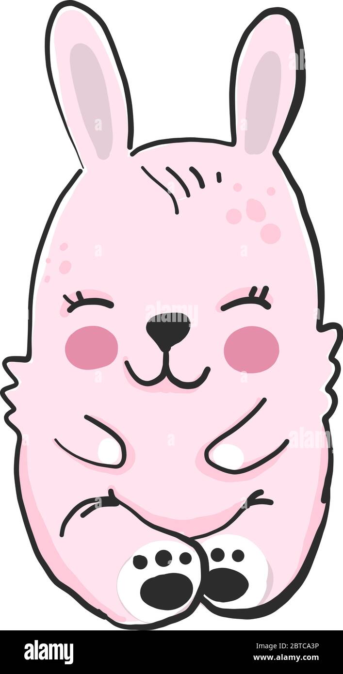 Cute pink rabbit , illustration, vector on white background Stock ...