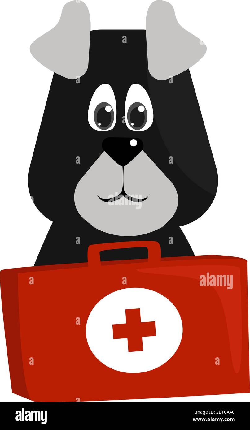 Dog with first aid , illustration, vector on white background Stock ...