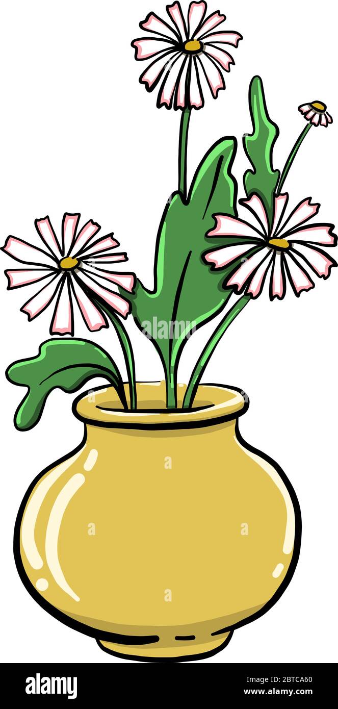 Flowers in pot , illustration, vector on white background Stock Vector ...