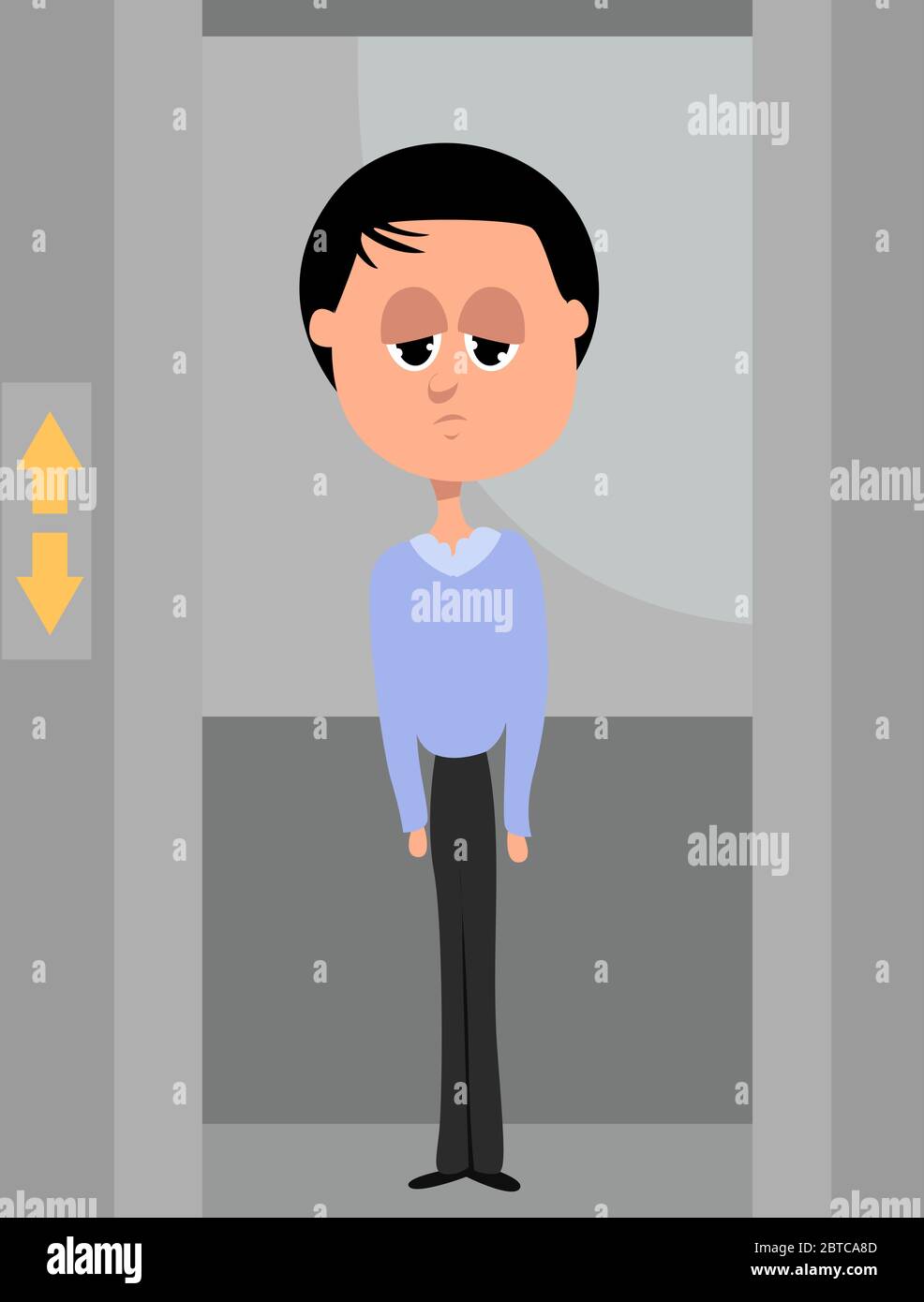 Man in elevator , illustration, vector on white background Stock Vector ...