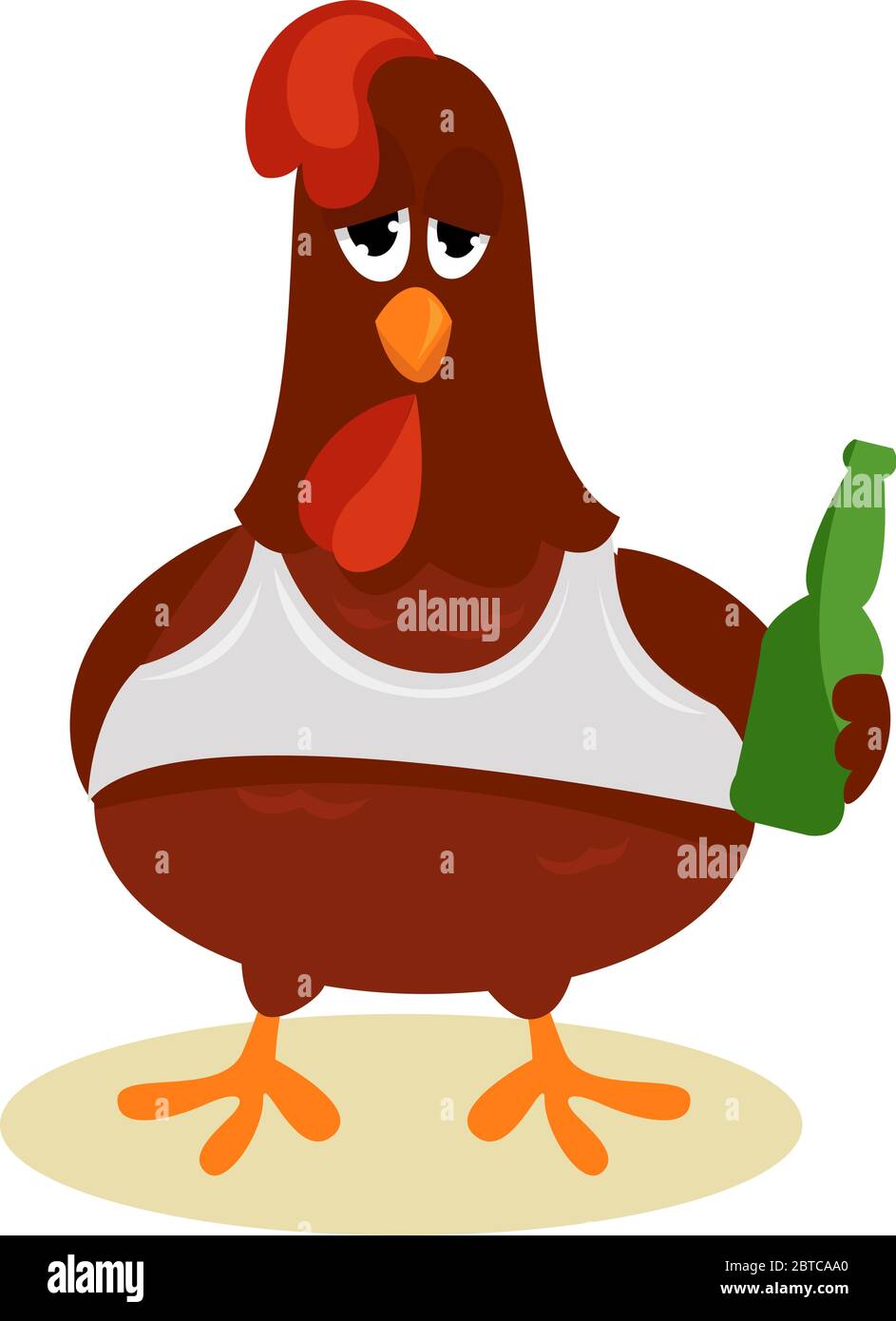 Drunk chicken , illustration, vector on white background Stock Vector ...