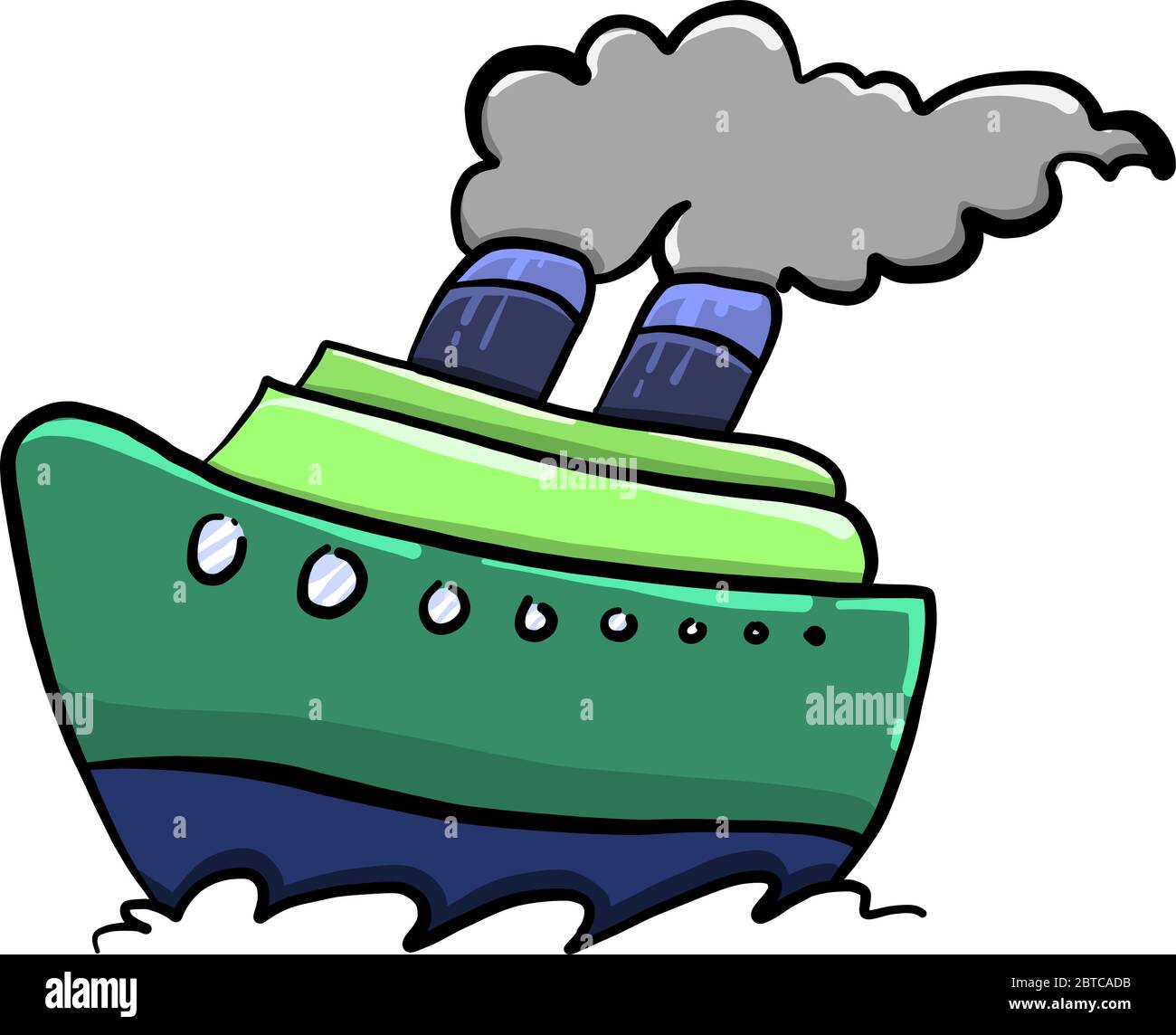 Green ship , illustration, vector on white background Stock Vector ...