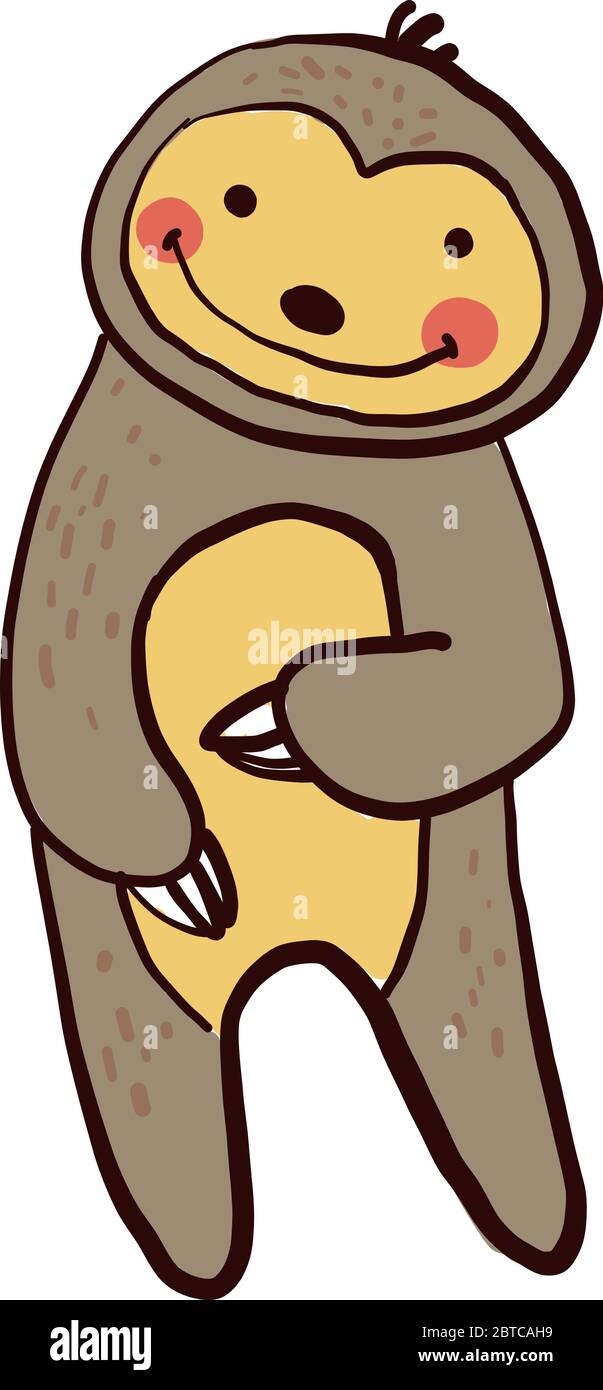 Happy cute sloth , illustration, vector on white background Stock ...