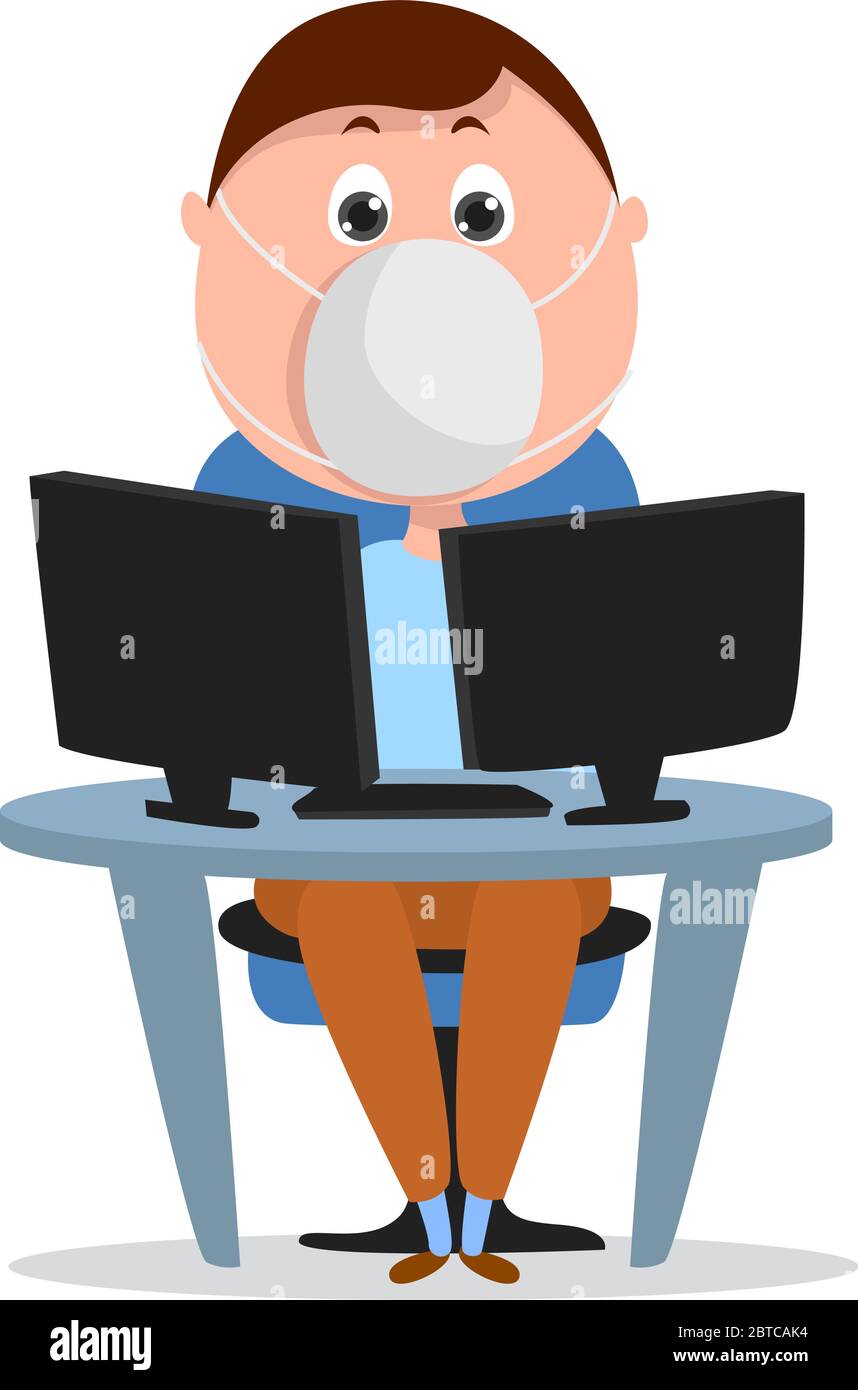 Man hard working , illustration, vector on white background Stock ...