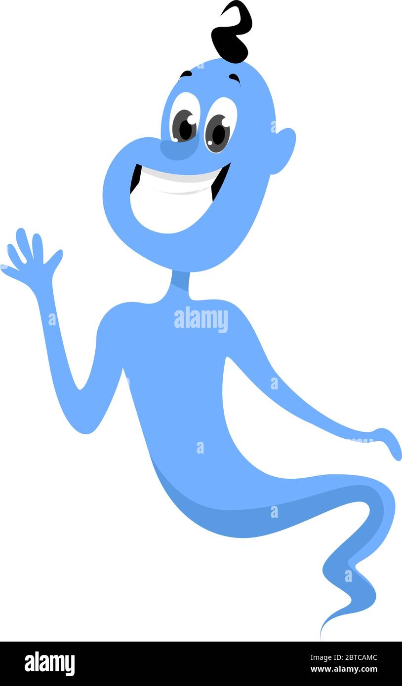Blue genie , illustration, vector on white background Stock Vector ...