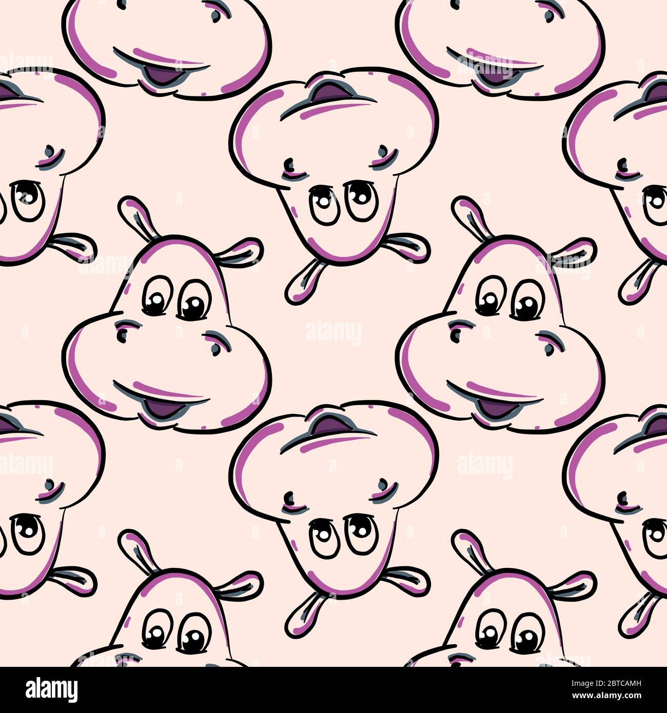 Hippo pattern , illustration, vector on white background Stock Vector ...