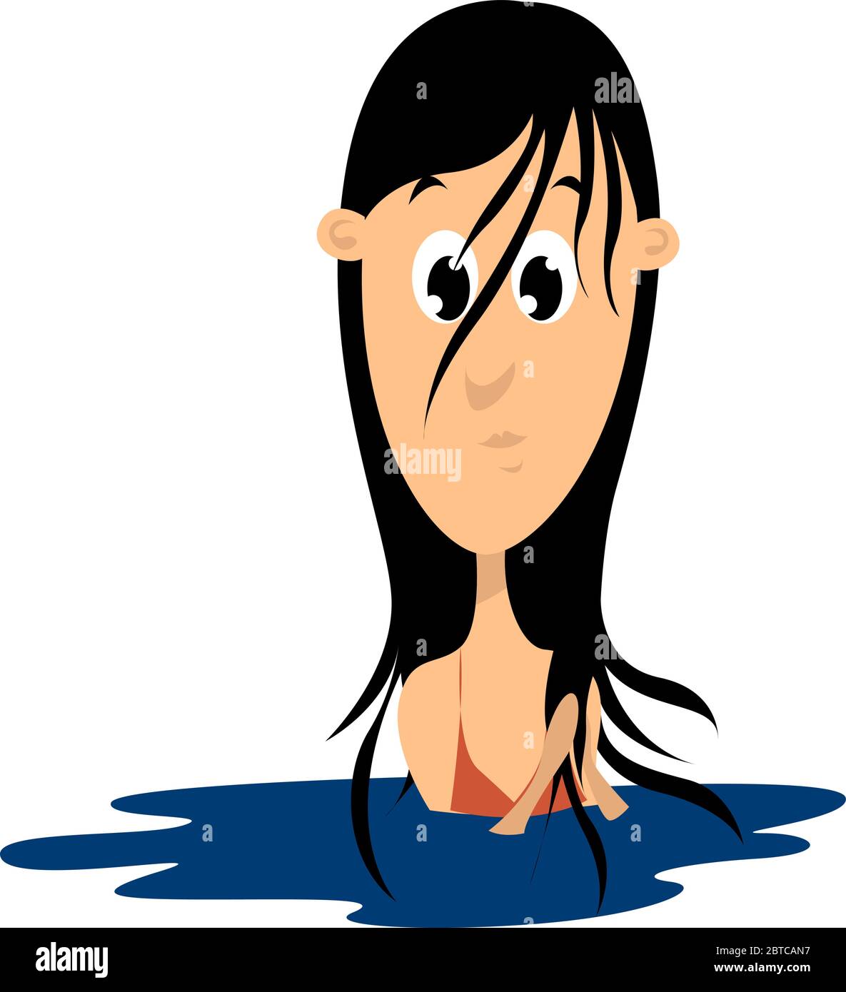 Girl in the water , illustration, vector on white background Stock ...