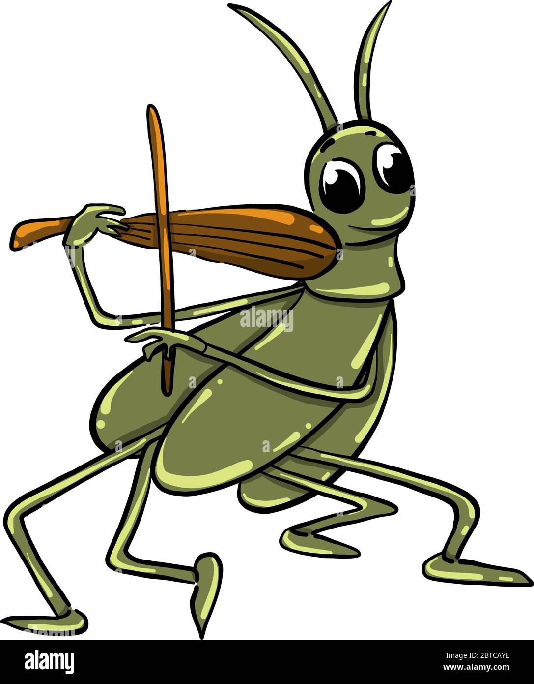 Grasshopper with violin , illustration, vector on white background ...