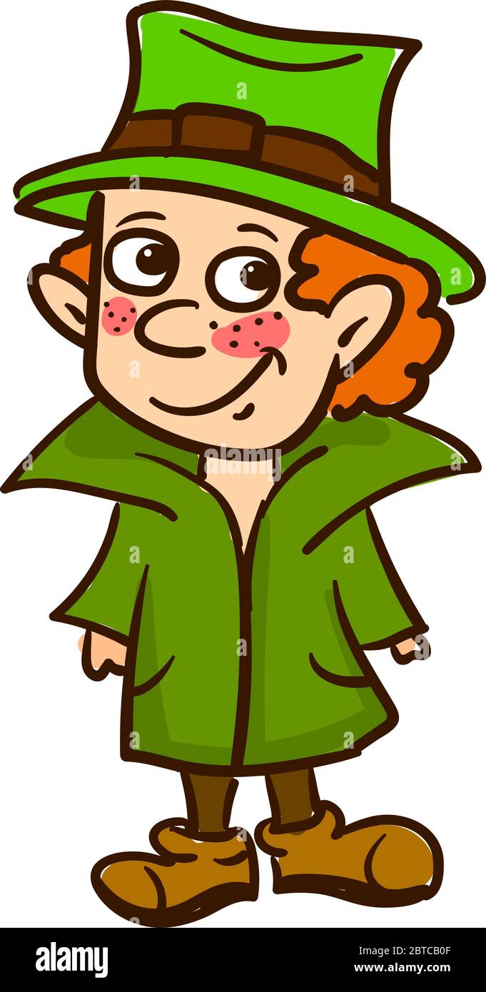 Happy Irishman with hat , illustration, vector on white background ...